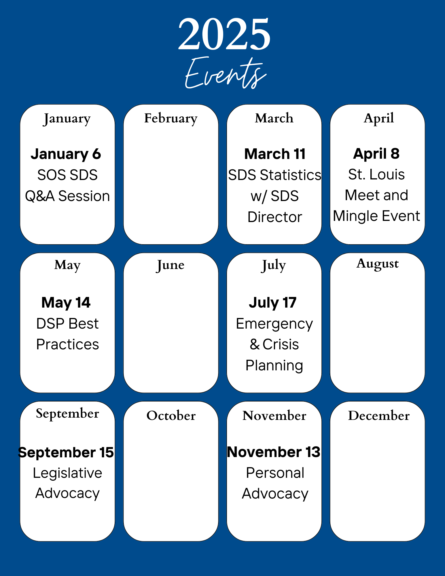2025 Meeting Dates - Missouri SDS Family Support Group